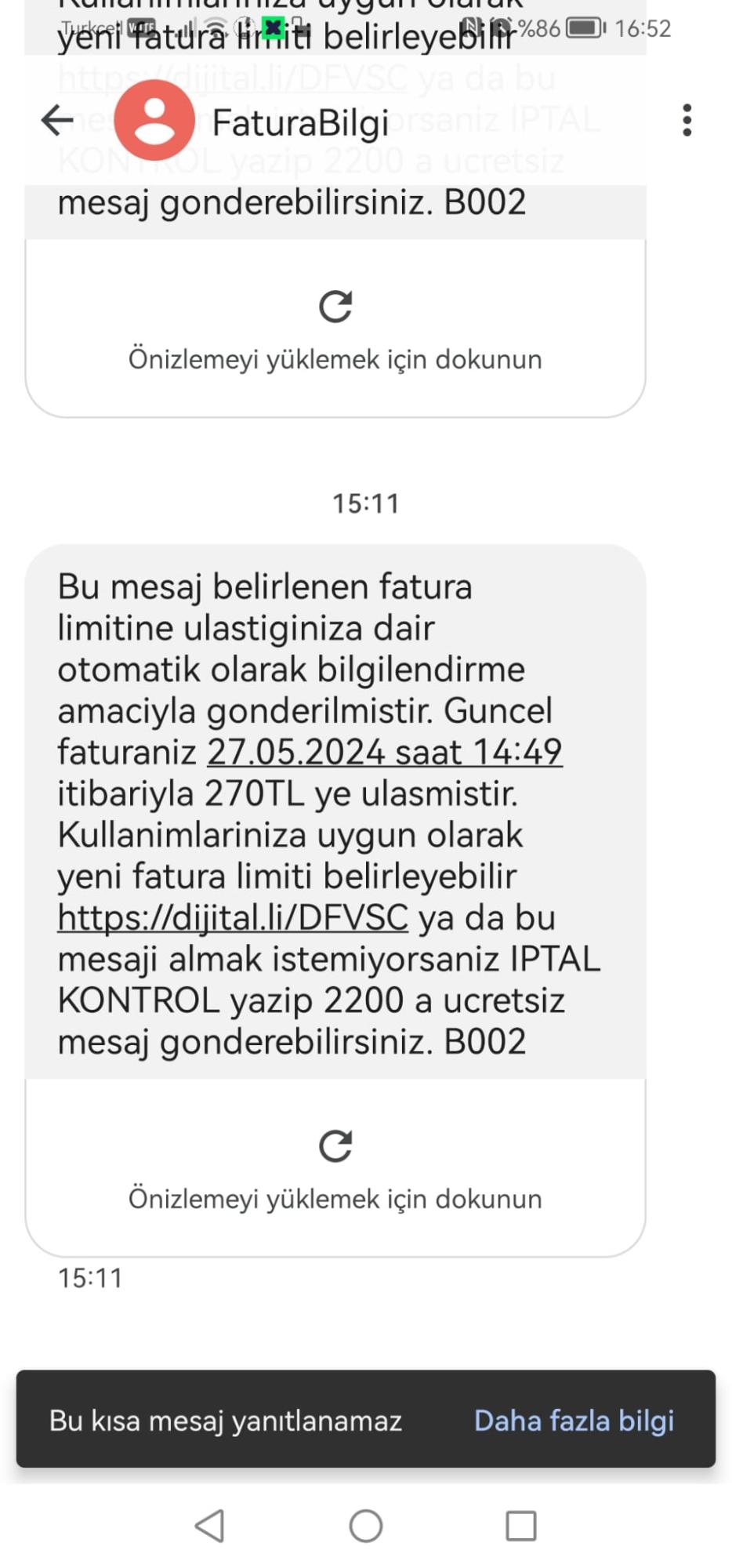 Turkcell Fatura Limiti Ulaşıldığı - Şikayetvar