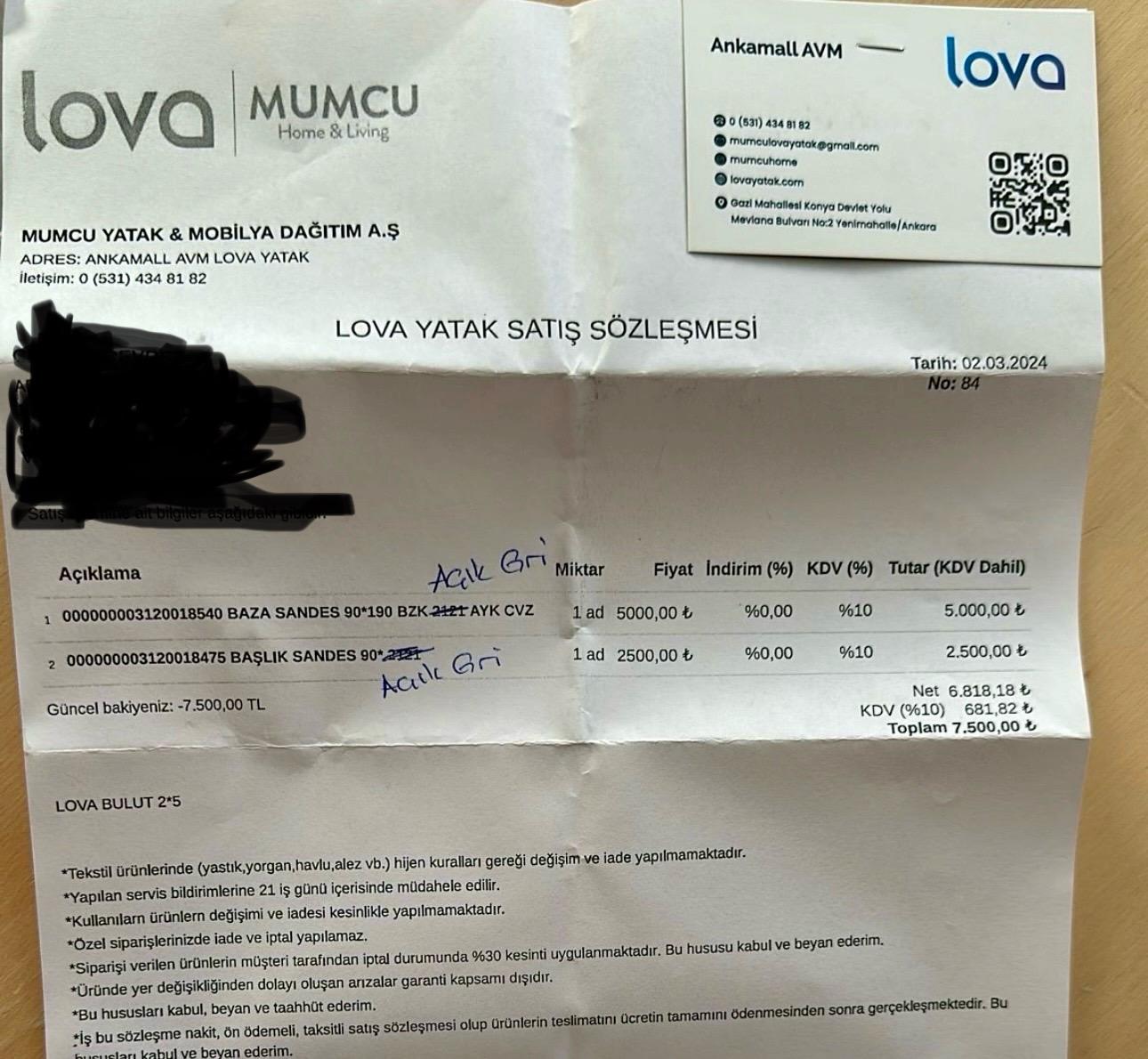 Lova Yatak Pişmanlığı Ankara Ankamall Mağaza Bir Daha Asla! - Şikayetvar