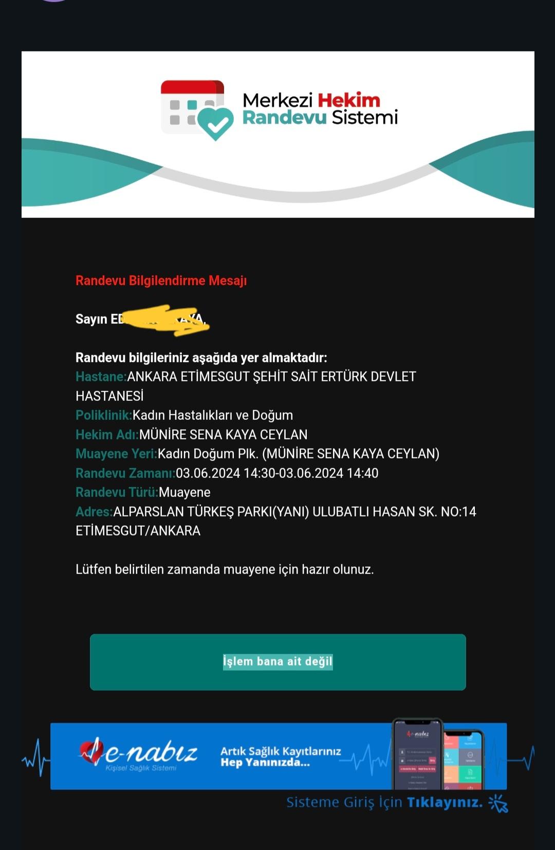 MHRS - 182 MHRS Randevu Doktorun Hastanede Olmaması Ve Haber Verilmemesi - Şikayetvar