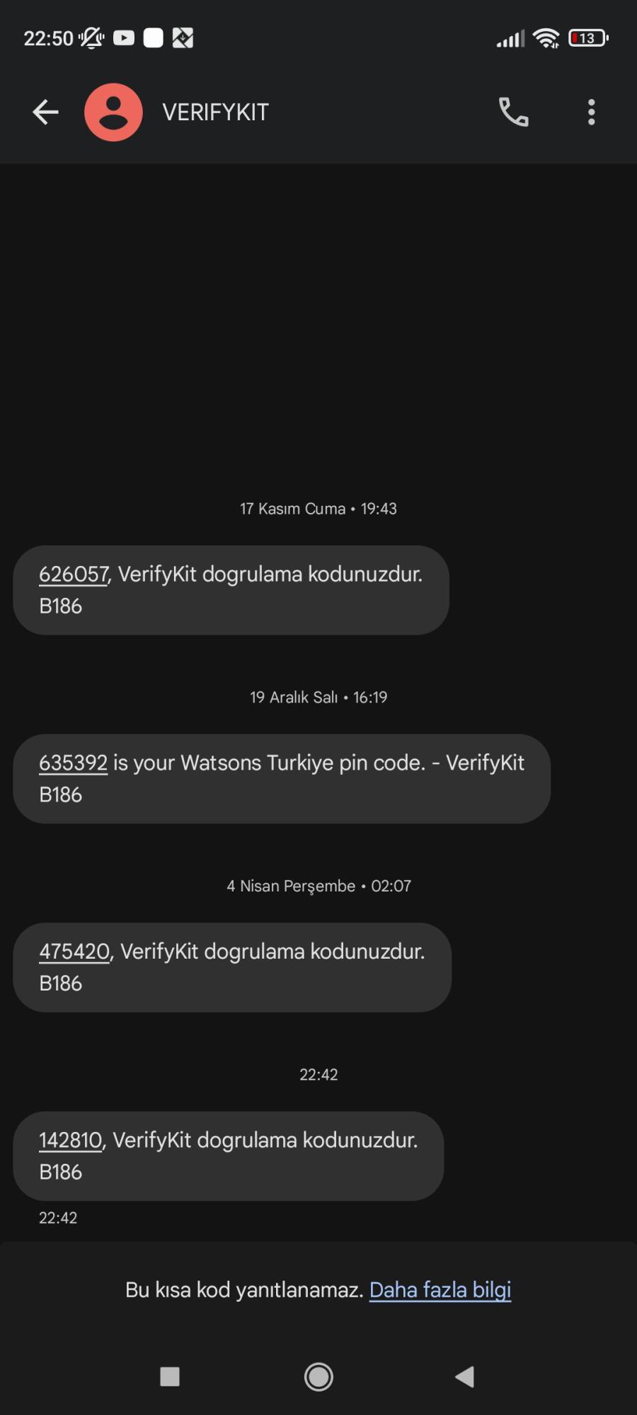 Bilgim Dışında Verifykit Güvenlik Mesajı - Şikayetvar