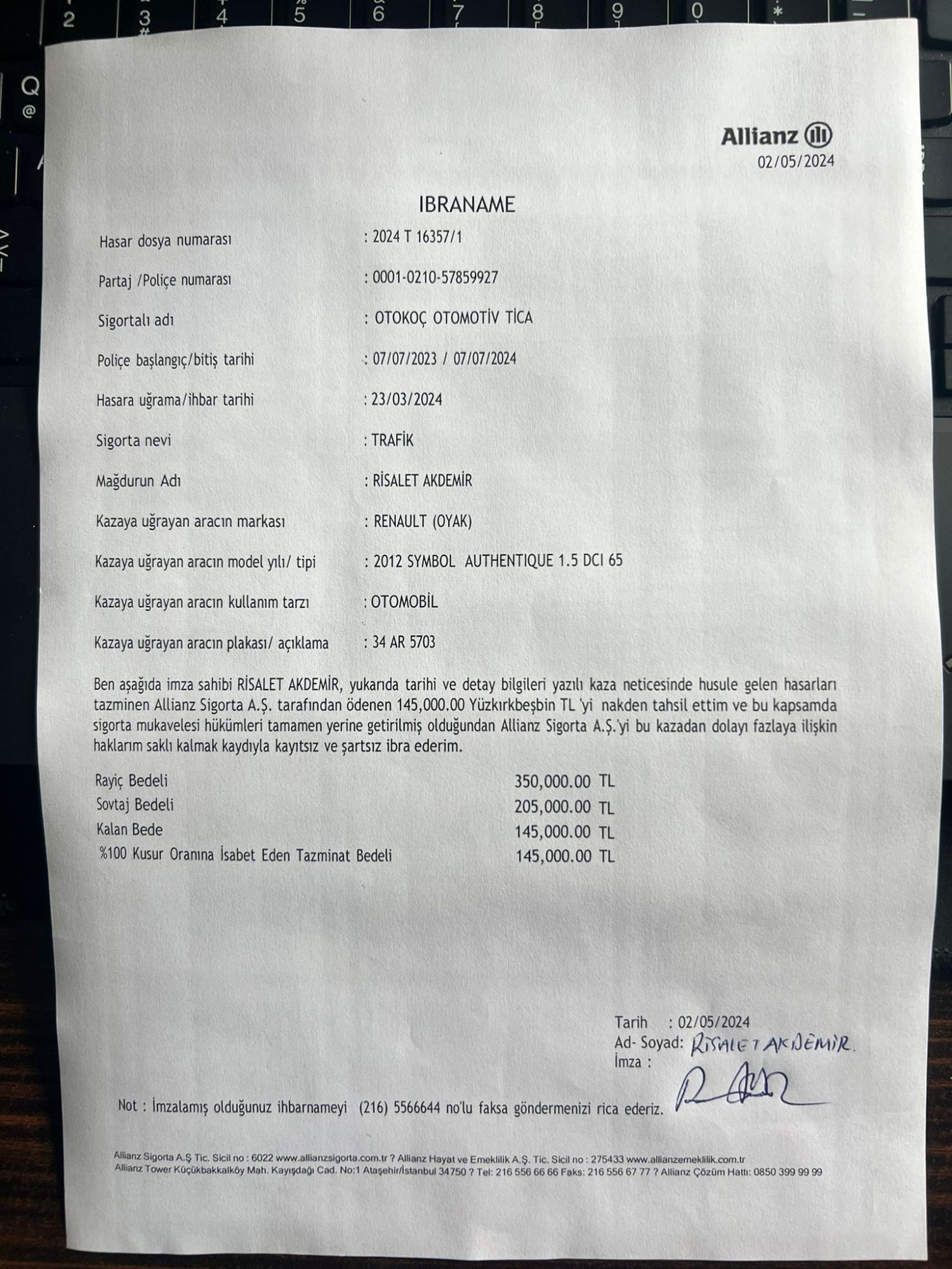 Allianz Sigorta Sovtaj Bedelimizi Yatırmıyor - Şikayetvar