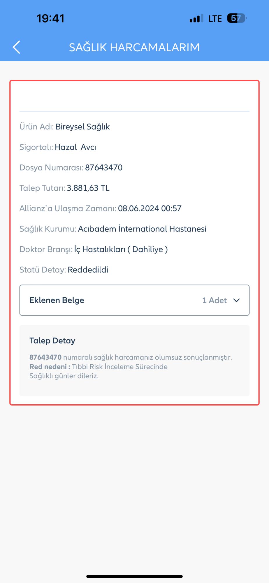 Allianz Sigorta Risk İncelemesi Deyip, Acil Yatışımı Karşılamıyor. - Şikayetvar
