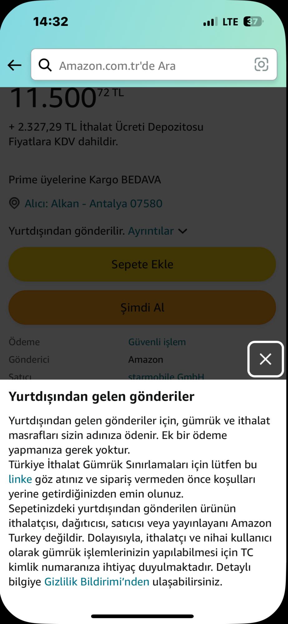 Amazon Amazon Türkiye Ve Starmobile Gmbh - Şikayetvar