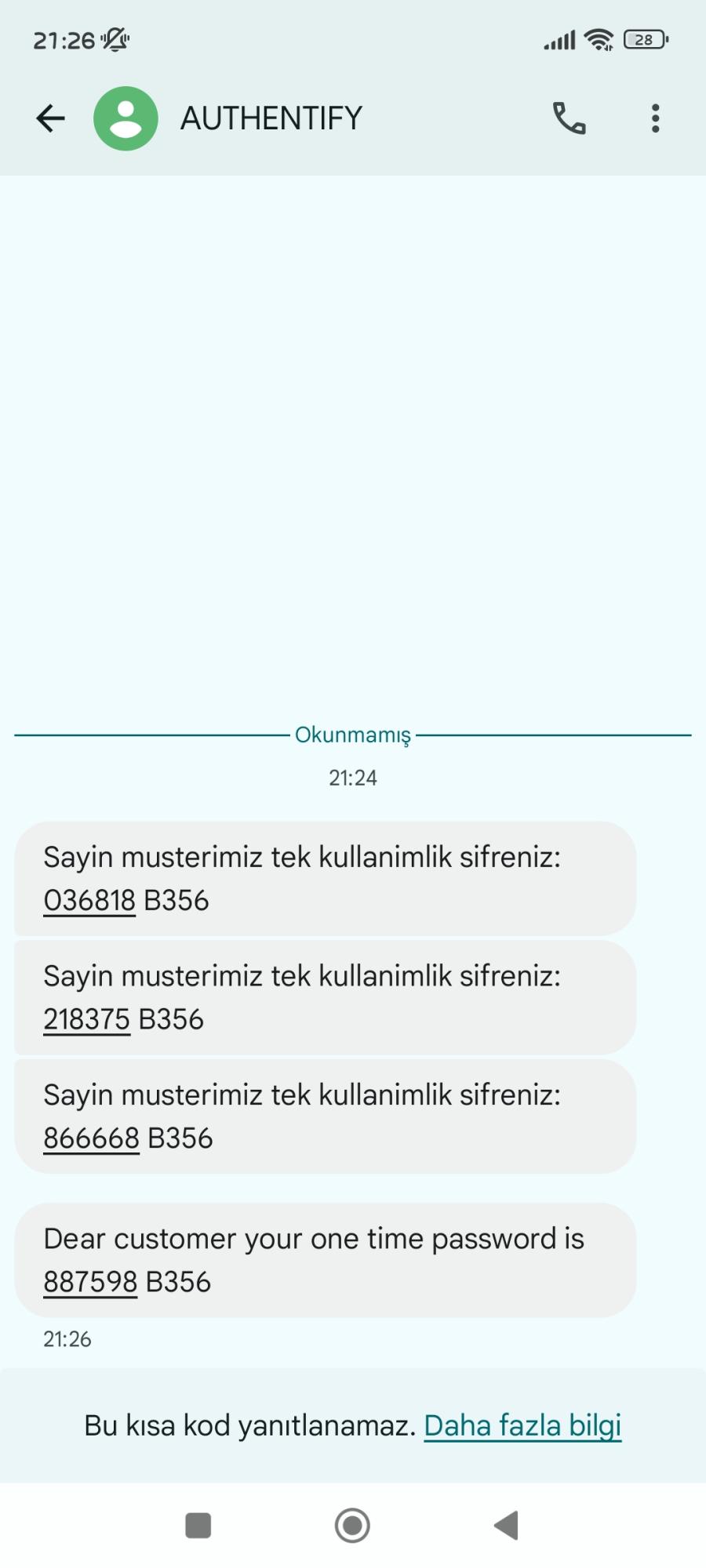 Authentify Adında Bir Siteden Sürekli Tek Kullanımlık Kod Gelmesi - Şikayetvar