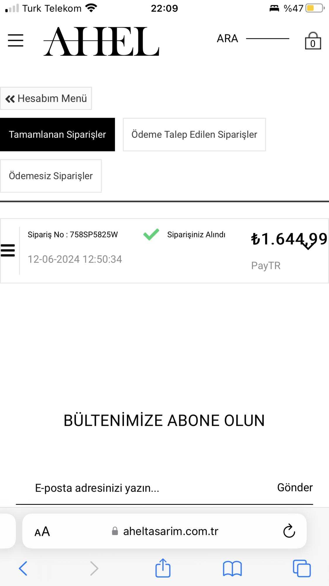 Ahel Tasarım Sipariş İptali Şikayet - Şikayetvar
