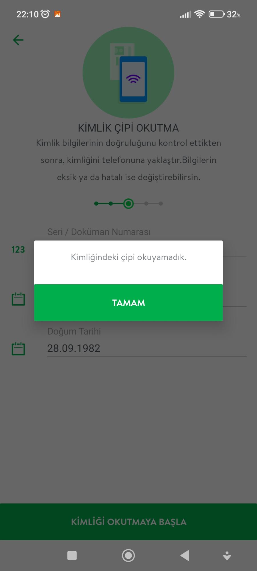 TEB CepteTeb Kimlik Tarama Sorunu - Şikayetvar