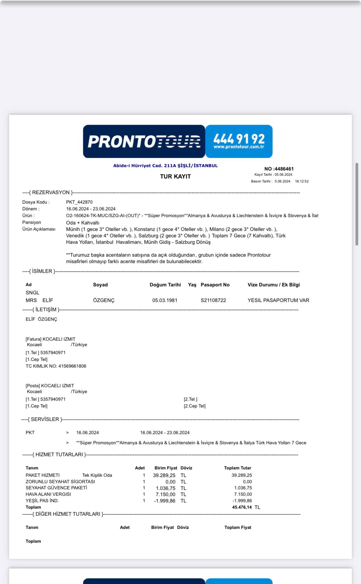 Prontotour Avrupa İncileri Turu, - Şikayetvar