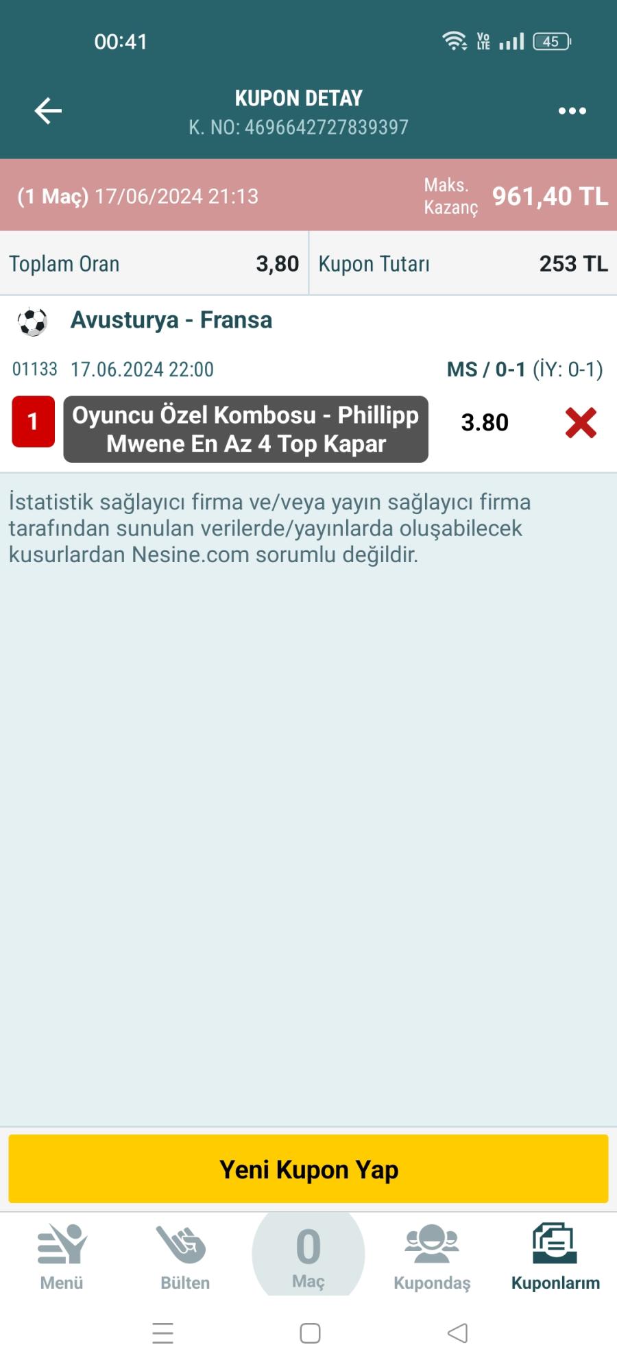 Nesine Kazandığımız Oyunu Da Kaybetti Gösteriliyor - Şikayetvar