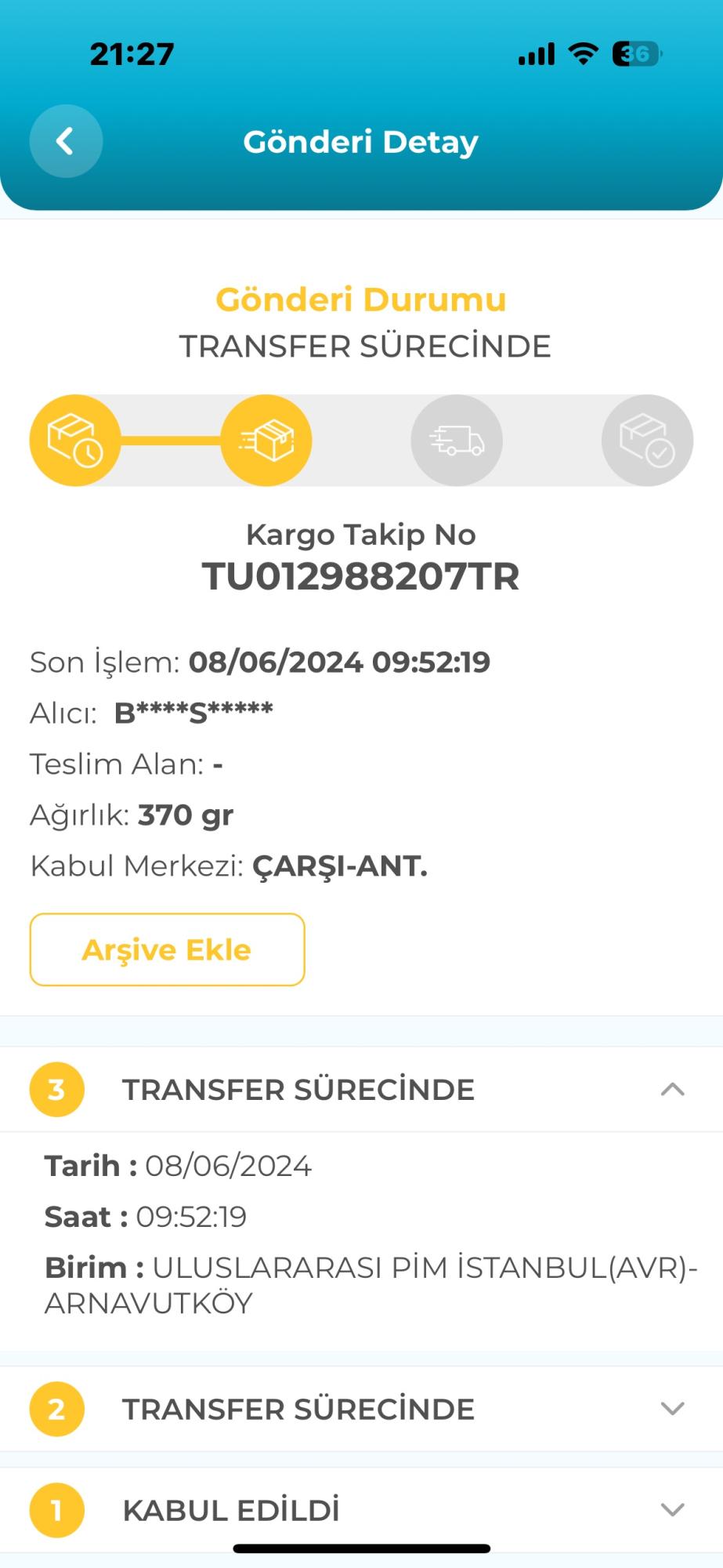 Turpex PTT Turpex İle Gönderilen Paketin Takip Sorunu - Şikayetvar
