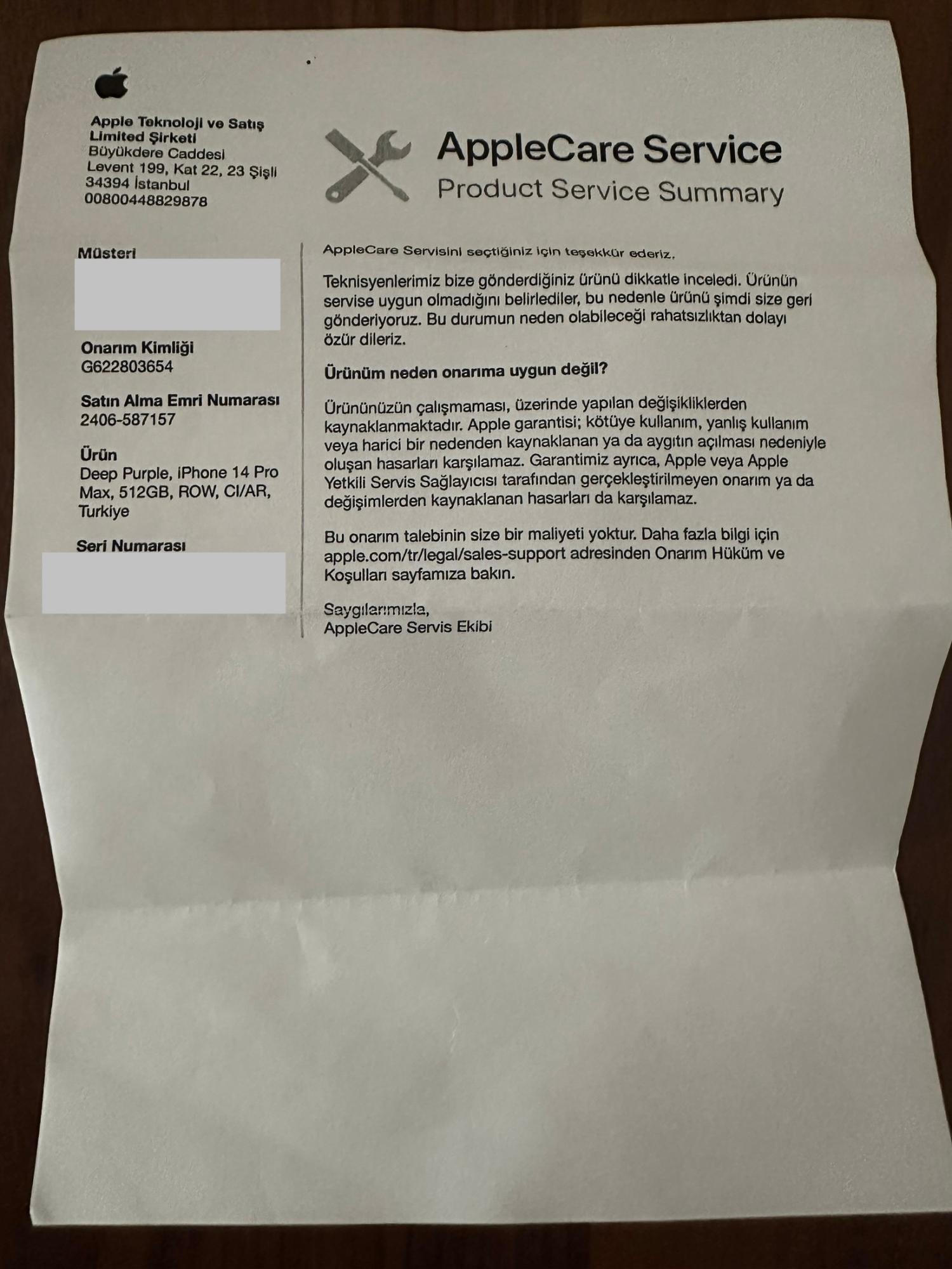 Apple Apple iPhone 14 Pro Max Screen Replacement Denied - Xolvie