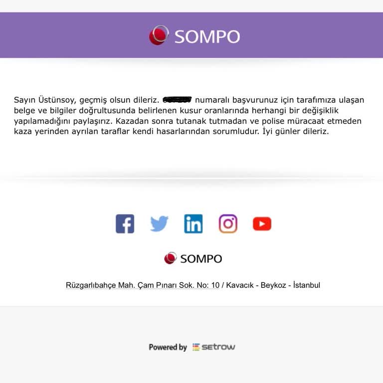 Sompo Sompo Sigorta İle Kaza Sonrası Hayal Kırıklığı - Şikayetvar