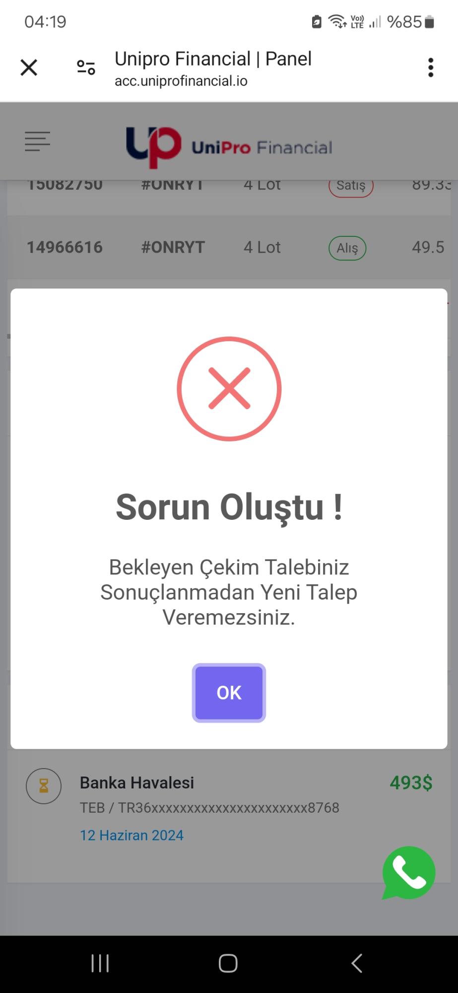 Unipro Unicredit Yanıltıcı İşlem Yapıyor - Şikayetvar