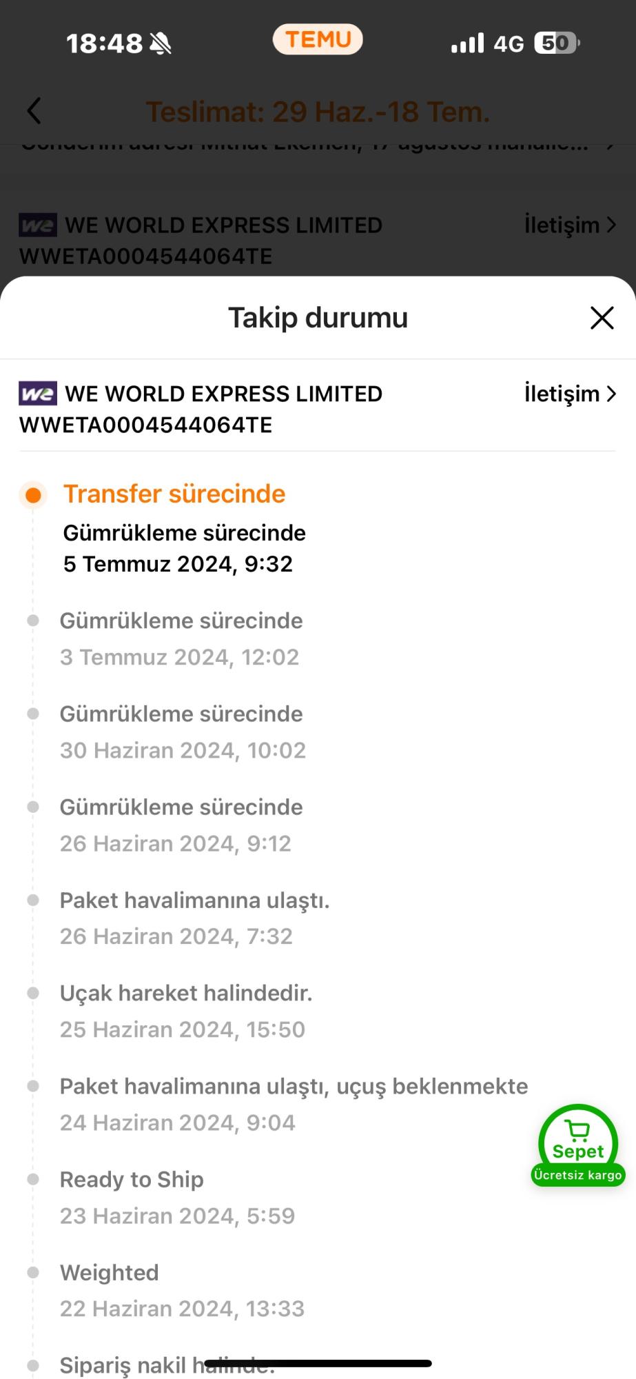 We World Express Ve World Express Kargo Ürünümü Teslim Etmiyor - Şikayetvar