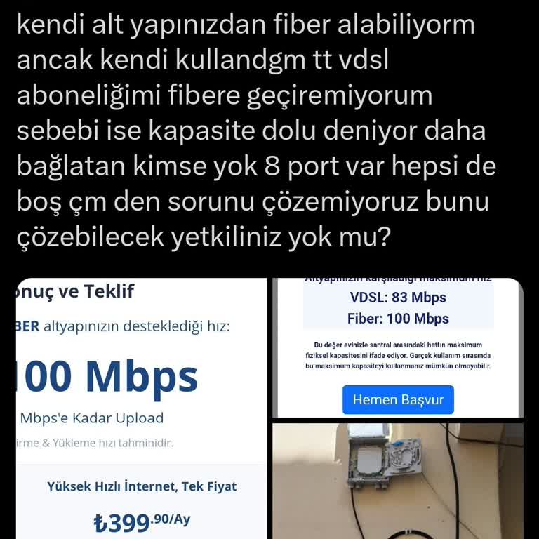 Türk Telekom Fiber Altyapı ve Vdsl Paketleri Şikayetleri - Şikayetvar