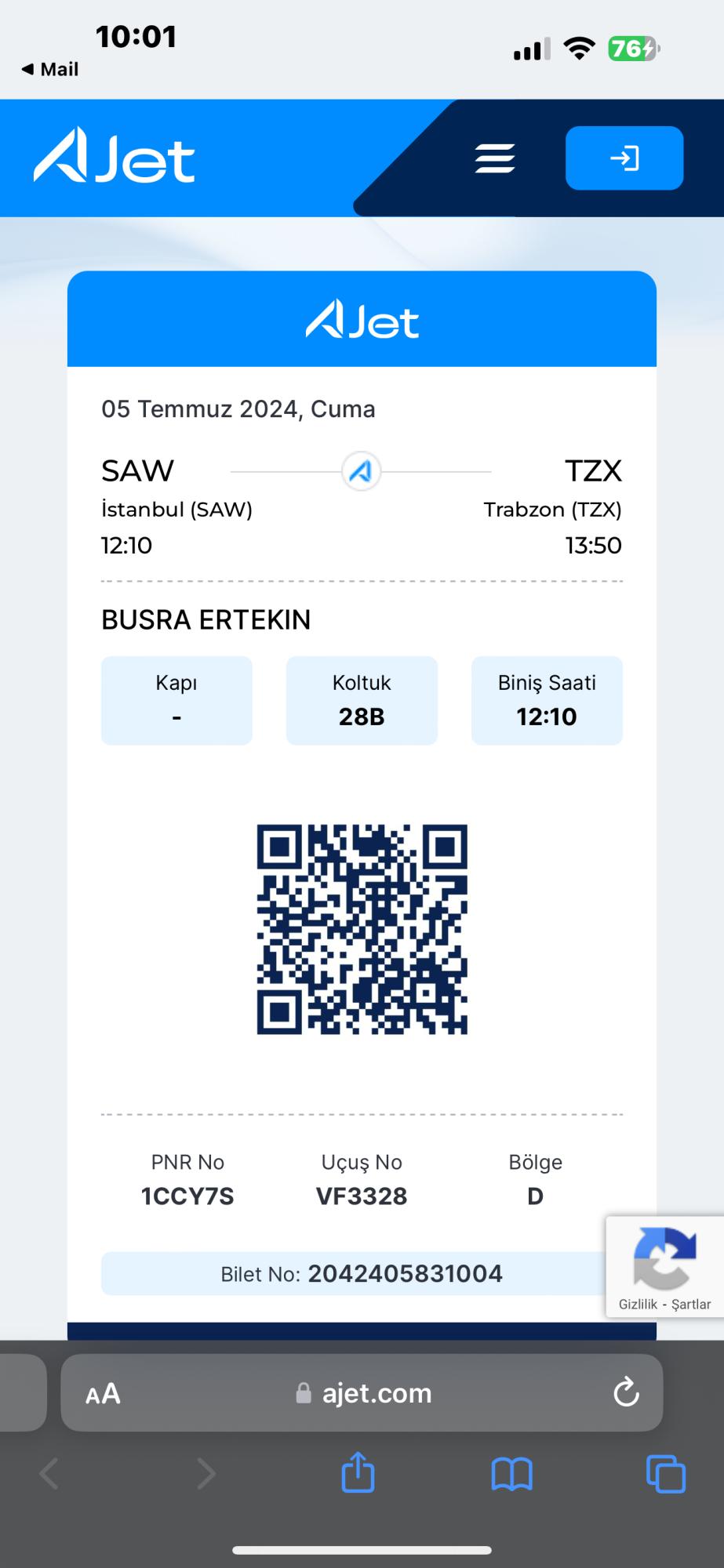 AJet AJet (Anadolu Jet) Koltuk Değişimi Müşteriyi Düşünmeme - Şikayetvar