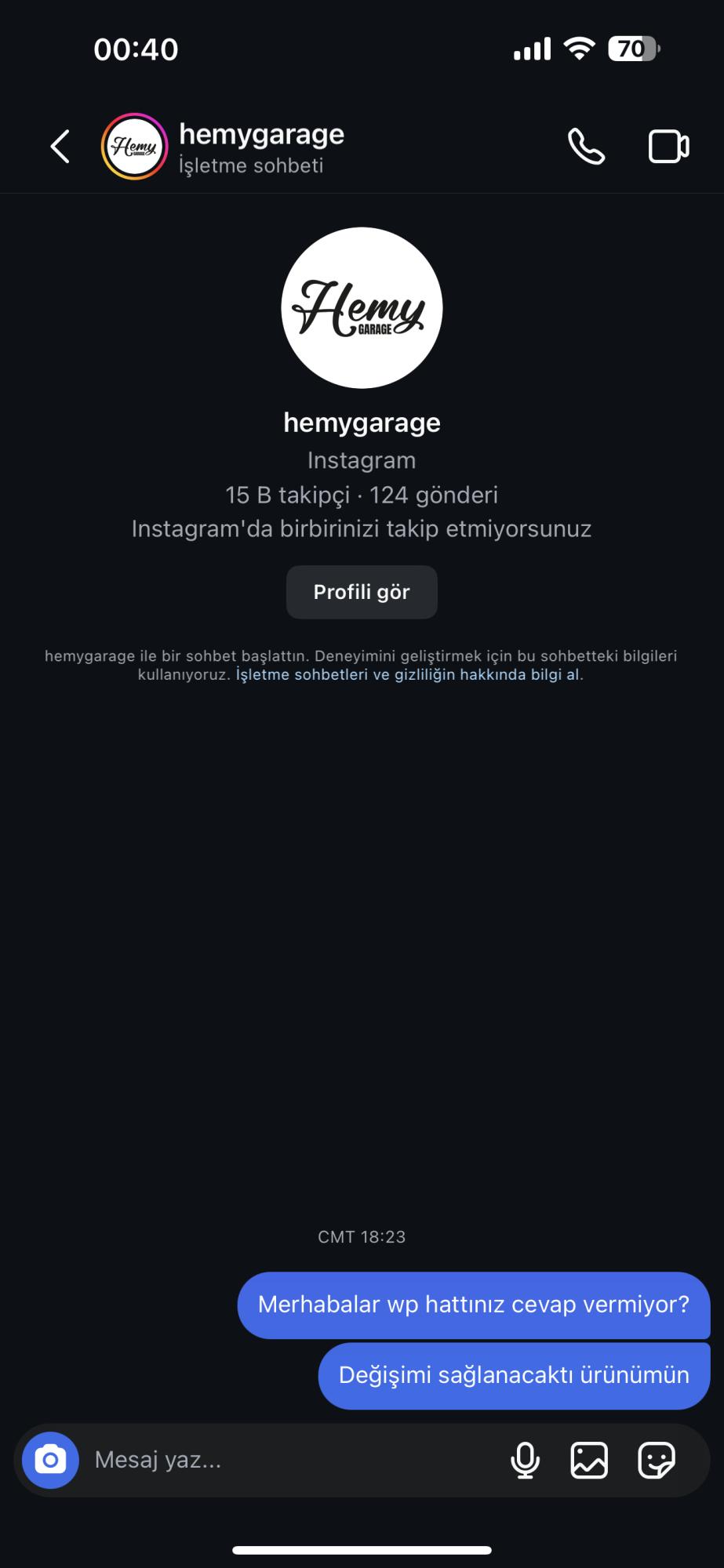 Hemy Garage Değişim İçin Dönüş Sağlamıyor! - Şikayetvar