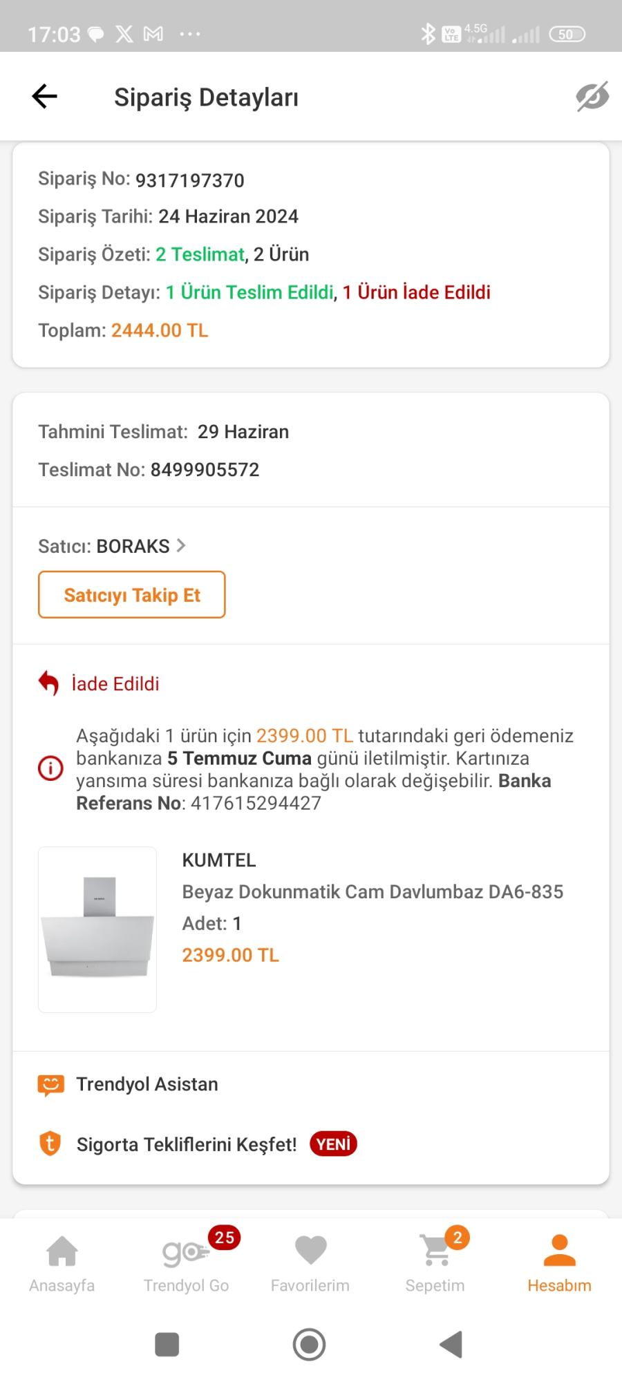 Aras Kargo Nun GÖKÇEADA'YA Kargomun Teslim Etmemesi - Şikayetvar