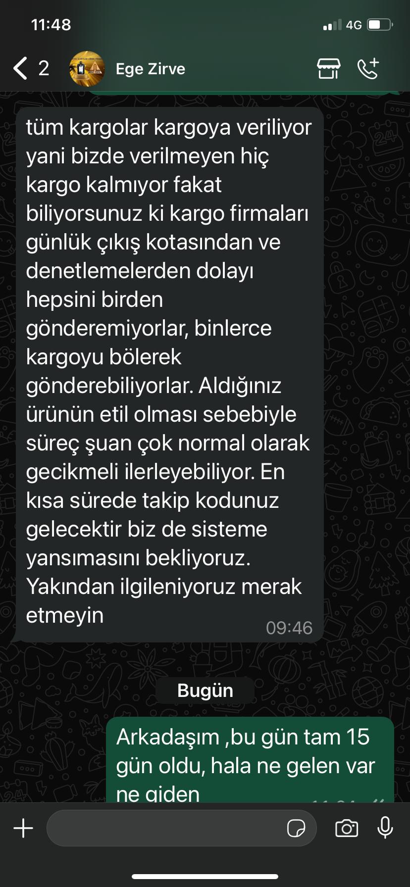 Ege Tepe Alkol Firmasından Yaptığım Sipariş 25 Gündür Gelmedi - Şikayetvar