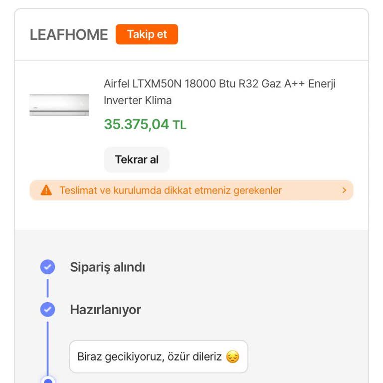 Hepsiburada İnverter Klima ve Klima Şikayetleri - Şikayetvar
