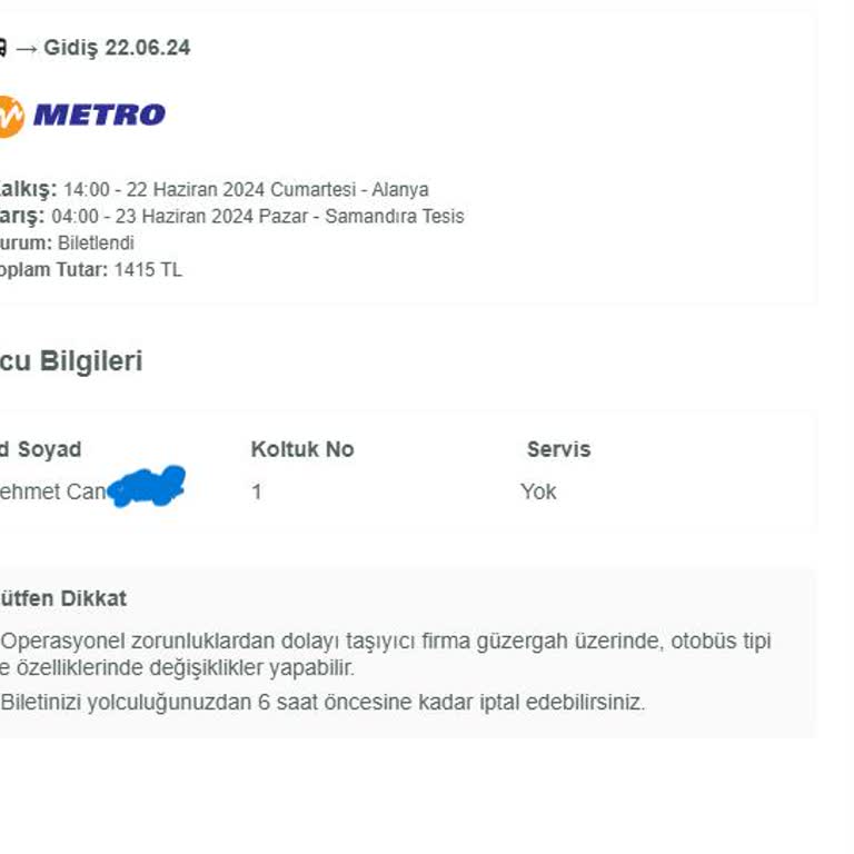 Metro Turizm Otogar ve Samandıra Şikayetleri - Şikayetvar