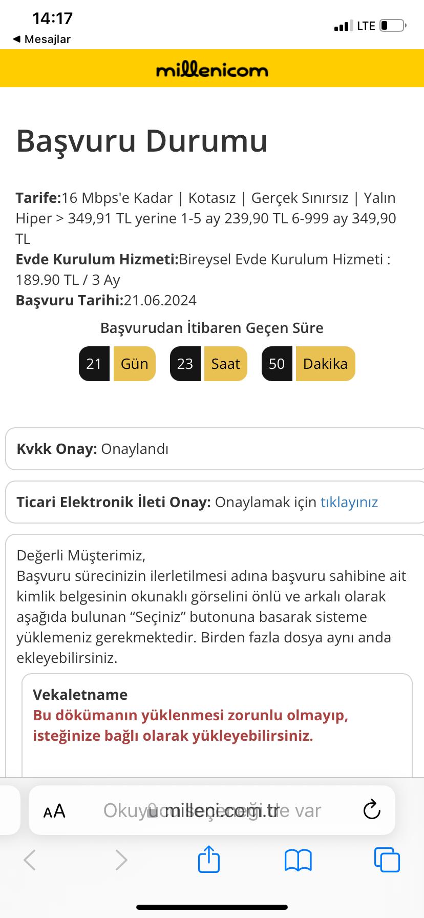 Millenicom Abonelik İptali Sorunu - Şikayetvar