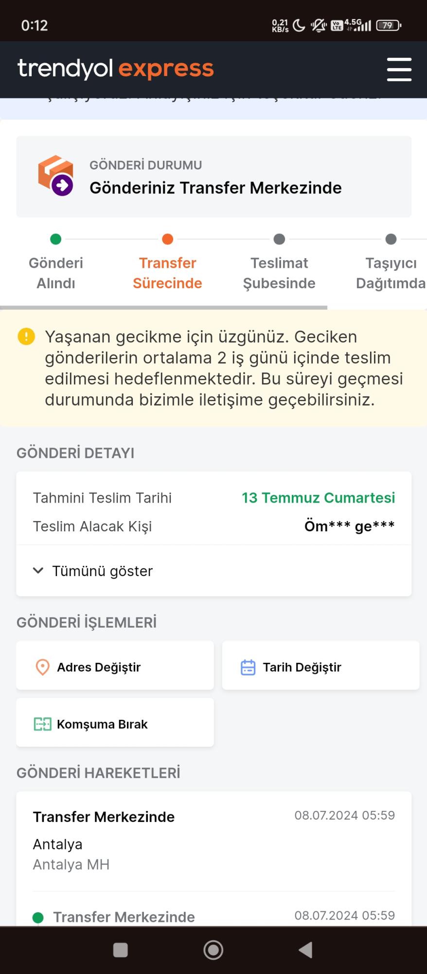 Trendyol Express Kargo Dağıtıma Gönderilmemesi - Şikayetvar