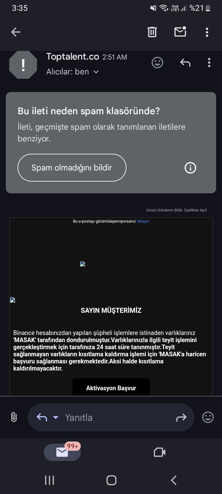 Toptalent.co'dan Gelen Mail - Şikayetvar