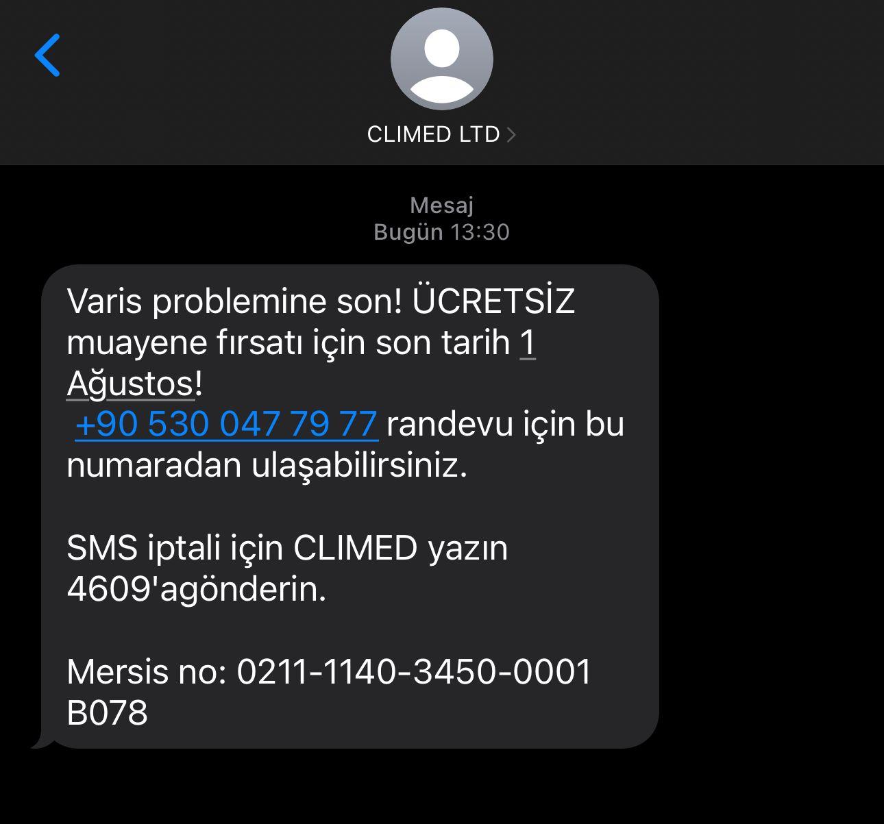 Climed Klinik Climed Tedavi Merkezi İzinsiz Reklam Atılması - Şikayetvar