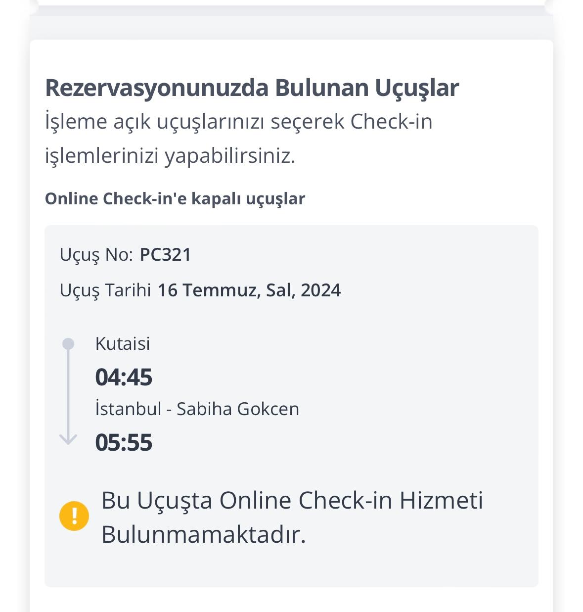 Pegasus Online Check-in Kapalı - Şikayetvar