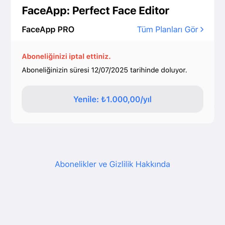 Faceapp Fotoğraf Yıllık Abonelik Aldım Tekrar Abonelik İsteniyor - Şikayetvar