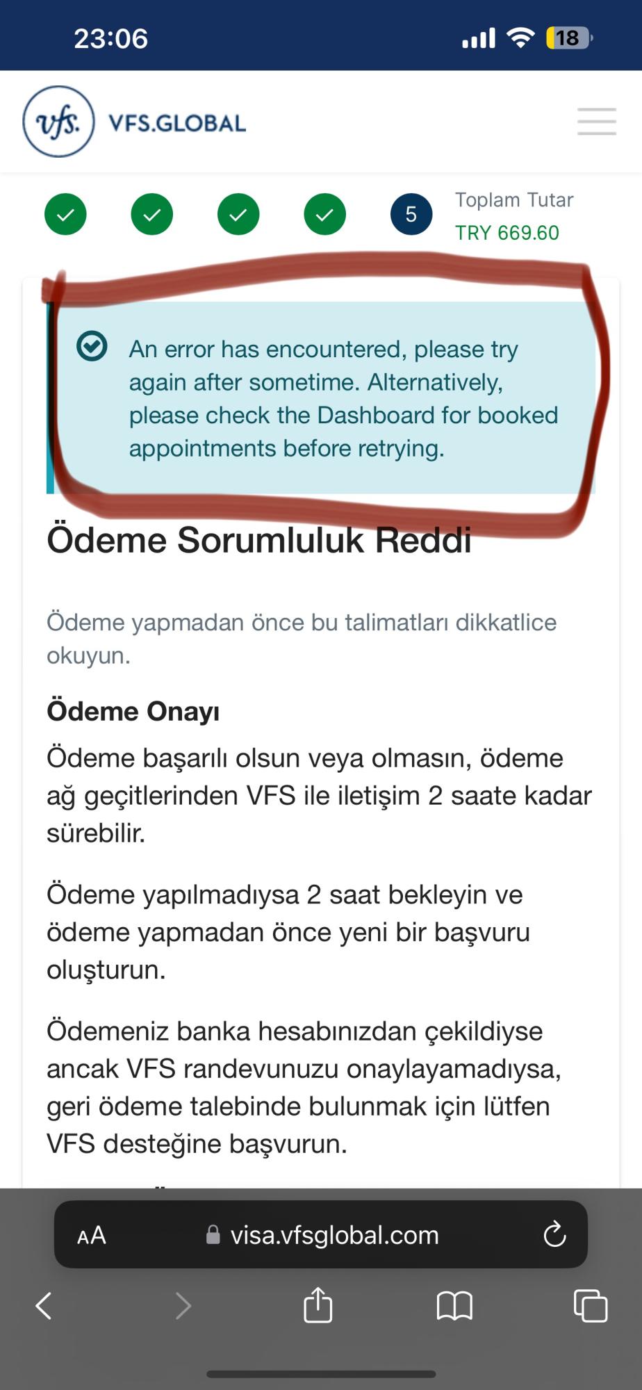 VFS Global Randevu Oluşturma Sorunu - Şikayetvar
