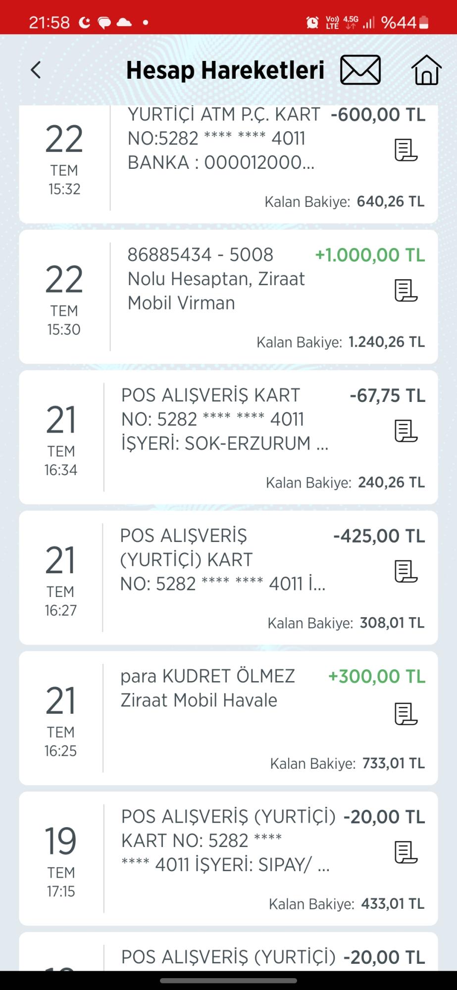 Ziraat Bankası Ziraat Super Şube Eski Hesap Hareketlerini Bulamıyorum - Şikayetvar