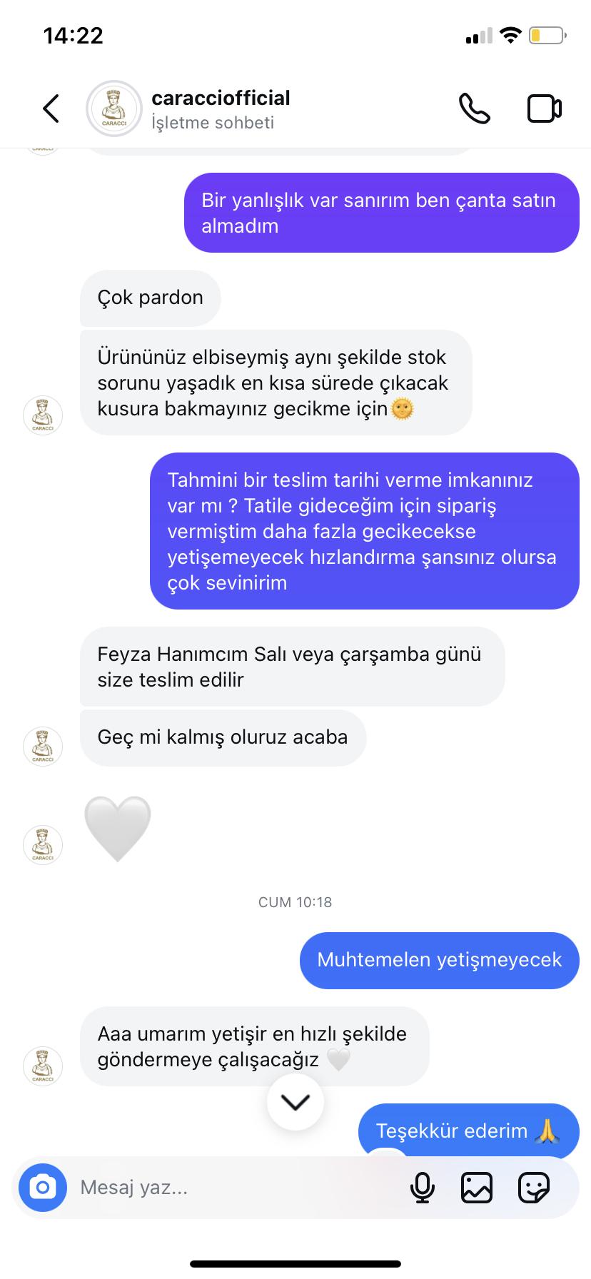 Caracci Official Sipariş Gecikmesi Ve İletişim Sorunlarıyla Karşılaştım ...