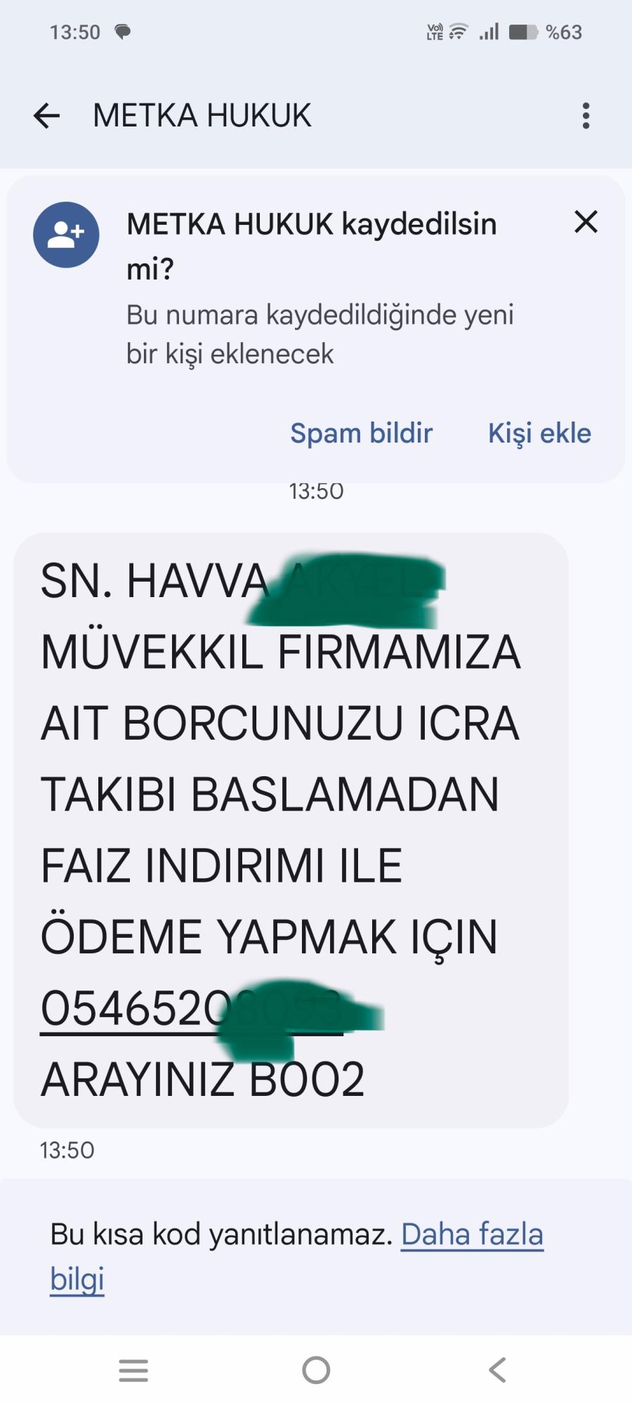Metka Hukuk (SMS) Metka HUKUK'TAN Gelen İcra SMS'İ - Şikayetvar