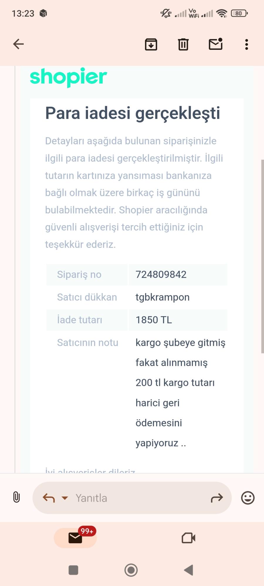 Shopier Alınmayan Ürünün Kargo Bedelinin Bana Kitlenmesi - Şikayetvar