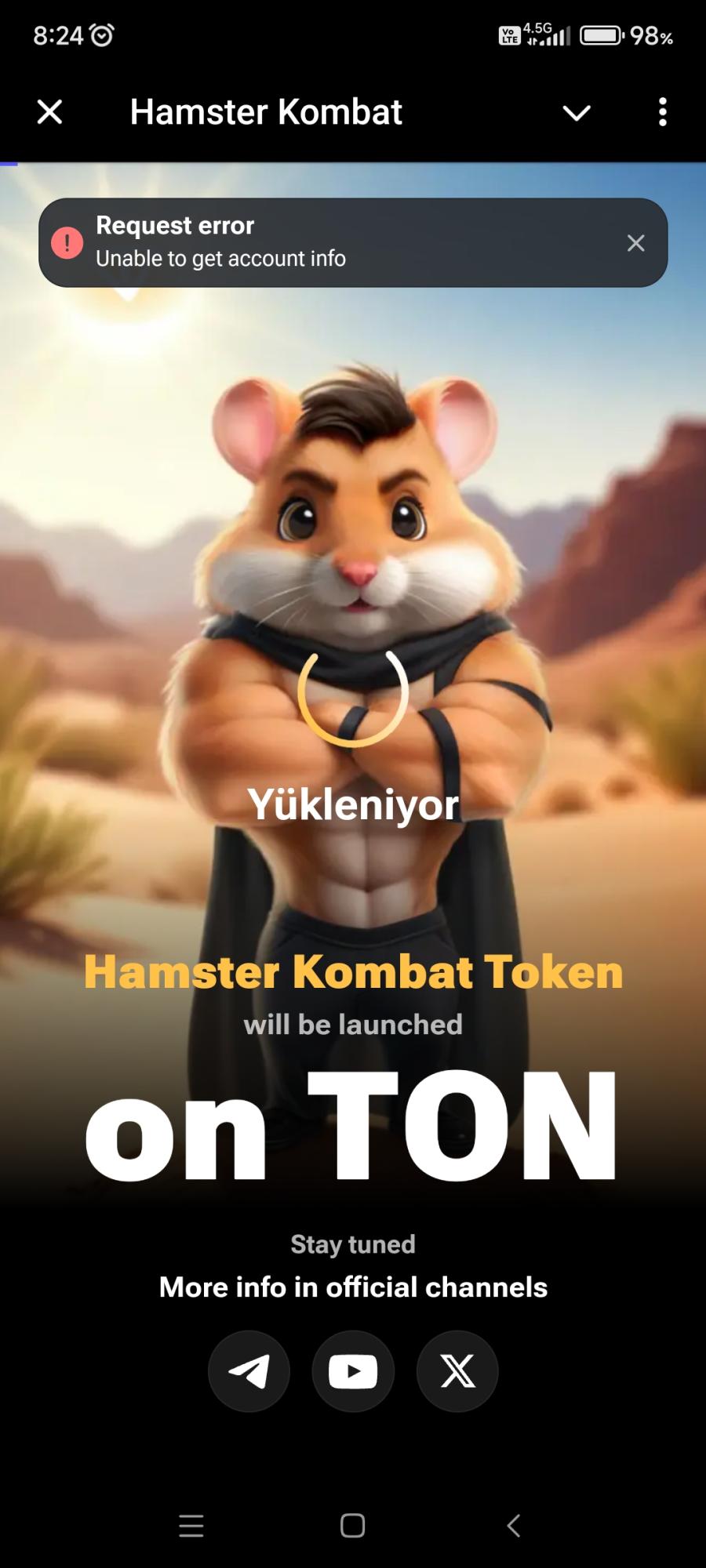 Hamster Kombat Giriş Yapamıyorum Destek Lütfen - Şikayetvar