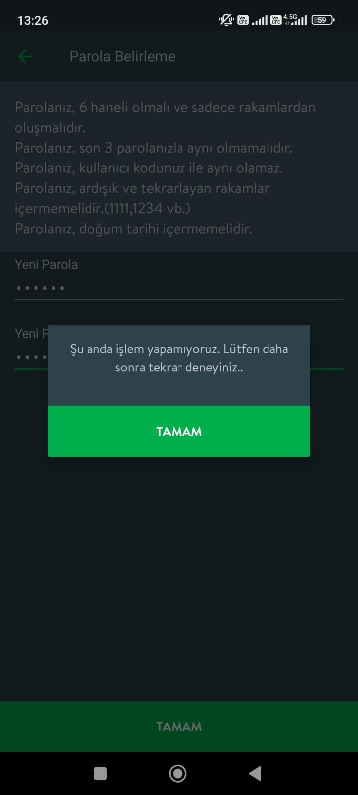 TEB Şifre Değiştirme Sorunu - Şikayetvar