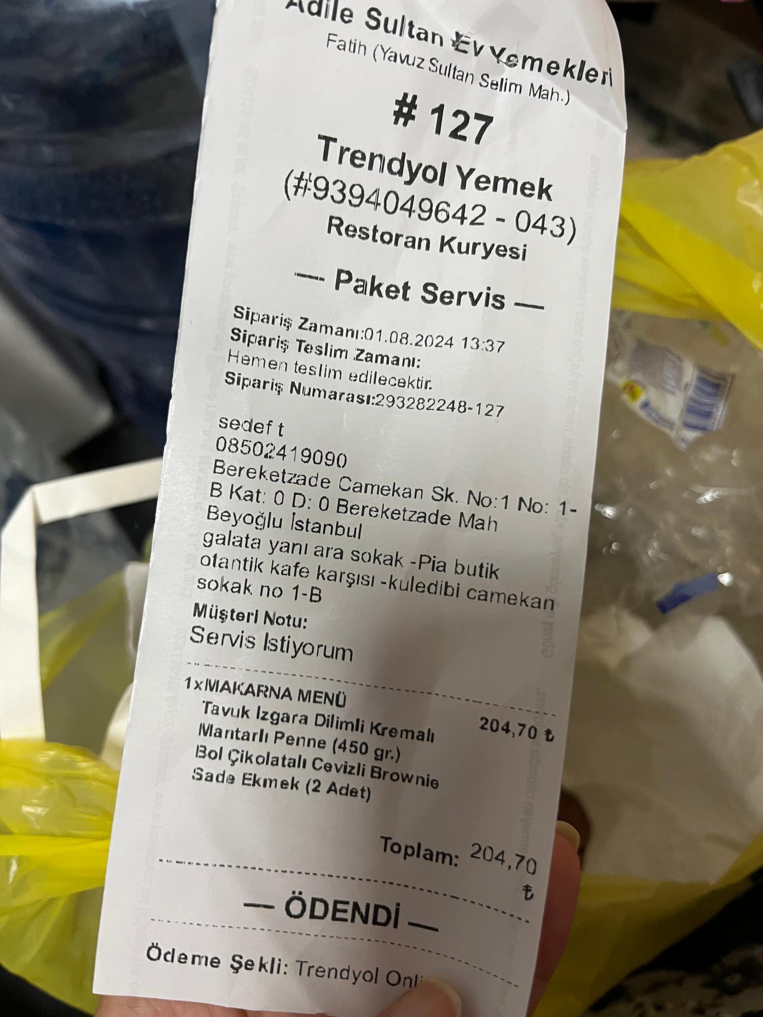 Çözüldü: Adile Sultan Ev Yemekleri, Alınan Brownie Ürününün İçinde ...