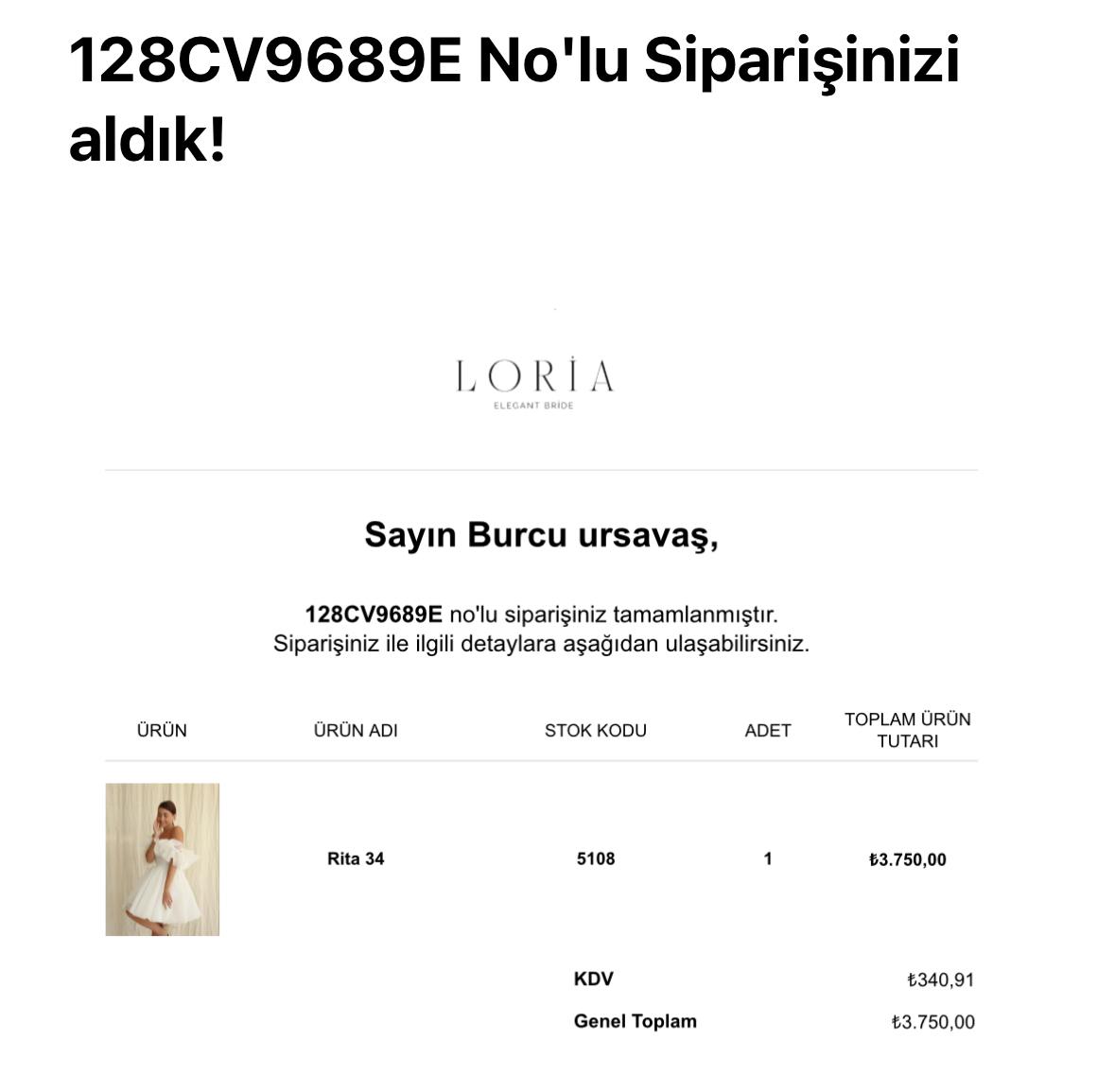 Loria Elegant Bride Sipariş Ve Değişim Sürecinde Büyük Hayal Kırıklığı ...