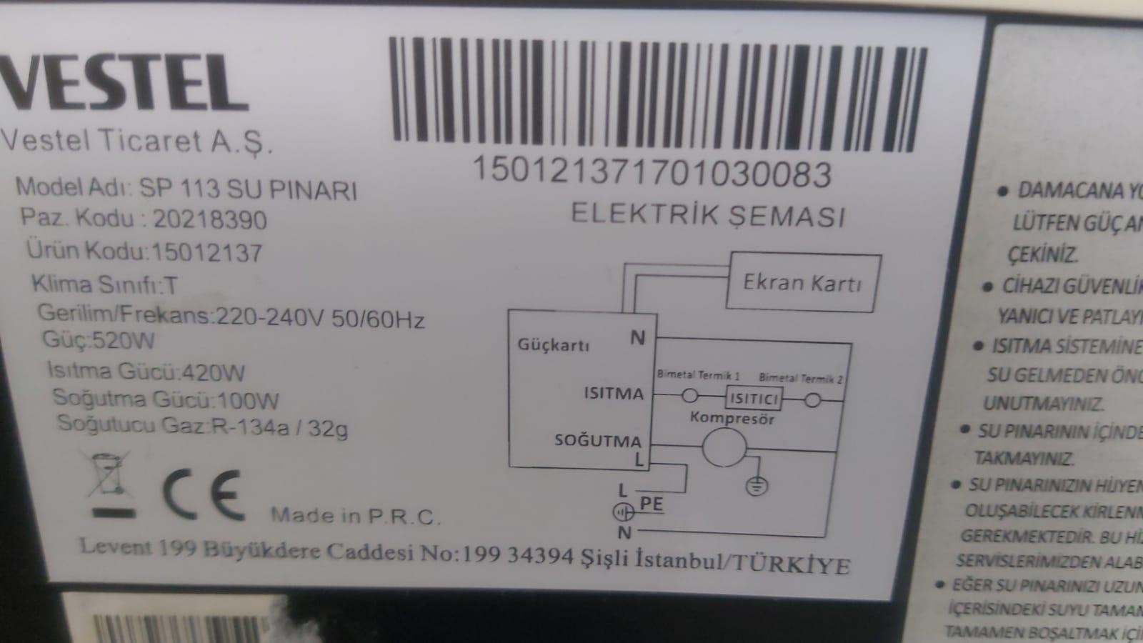 Vestel Sebil Arızası Hakkında - Şikayetvar