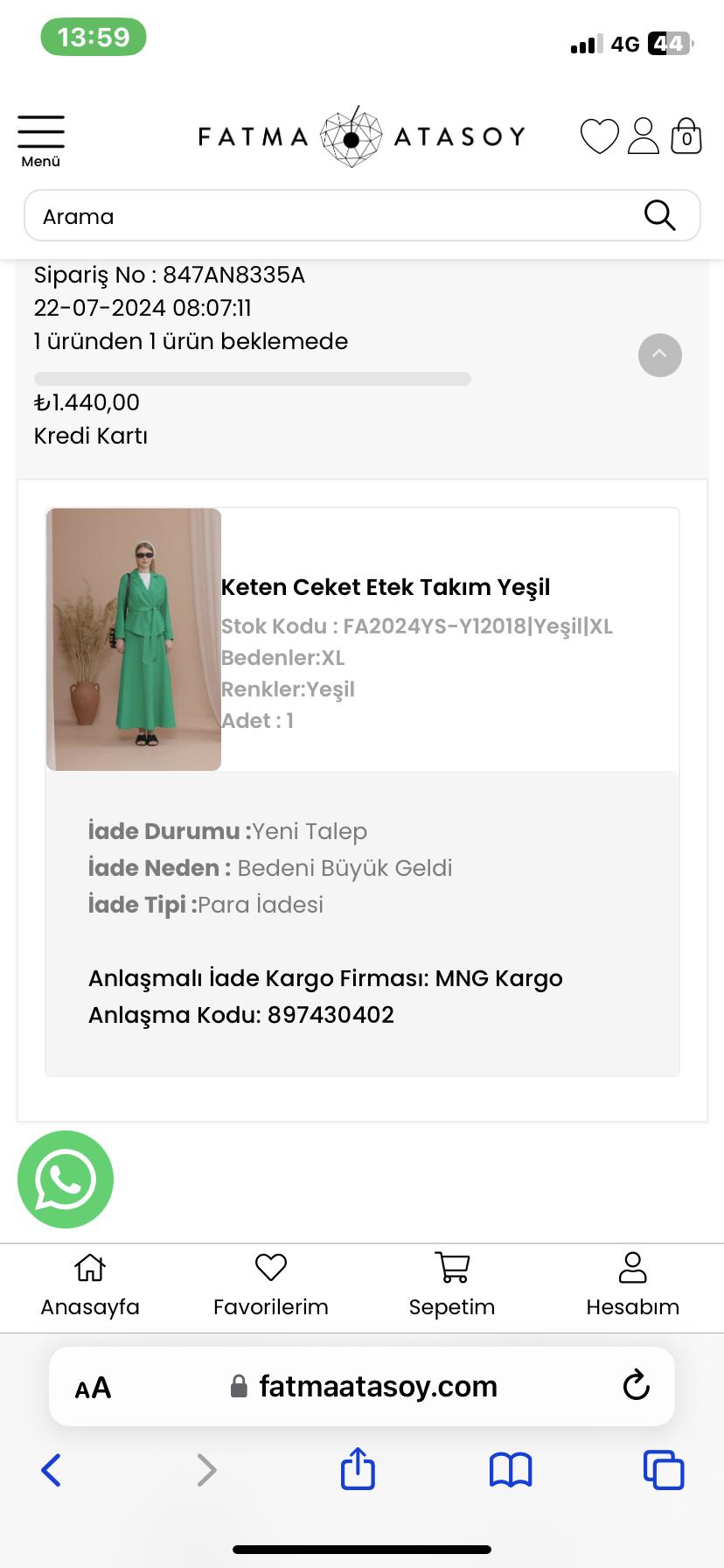 Fatma Atasoy İade İşleminde Yaşanan Sorunlar - Şikayetvar