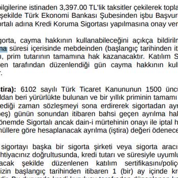 TEB İkame Poliçesi Dayatmasıyla Sigorta İptali Reddedilmesi Ve Prim ...