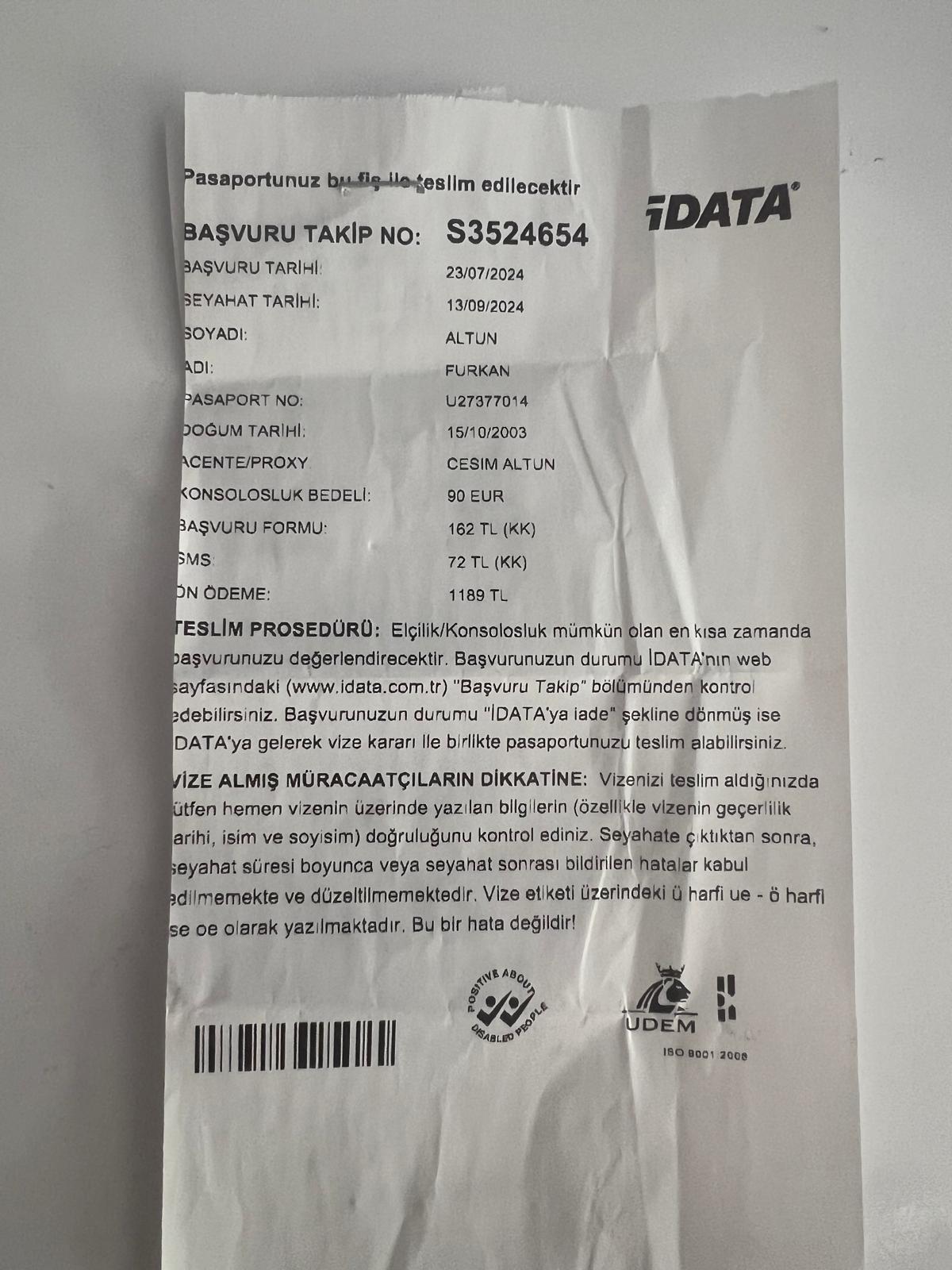 iData Vize Basılı Pasaport - Şikayetvar