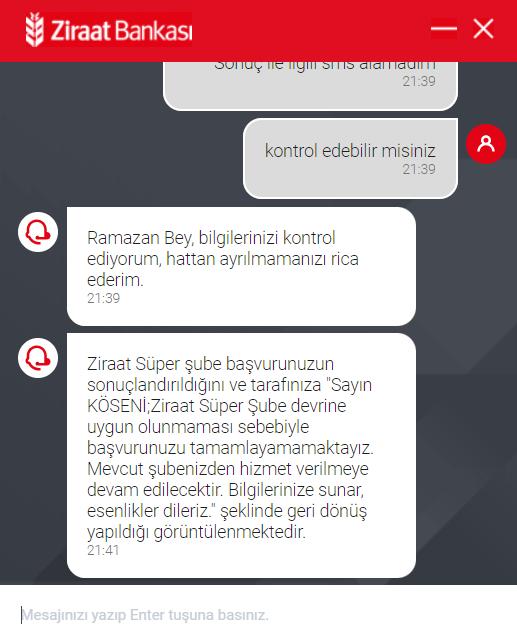 Ziraat Bankası Süper Şube Başvurusunun Onaylanmaması - Şikayetvar