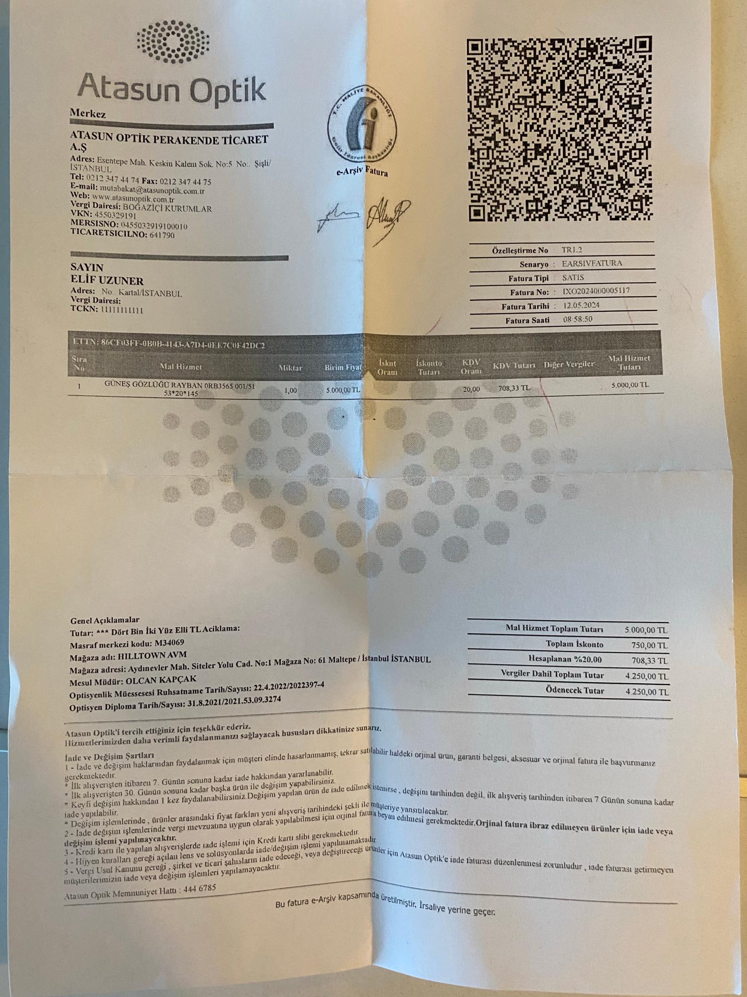 Atasun Optik'ten Aldığım Rayban Gözlük 3 Ayda Kullanılmayacak Gibi Oldu ...