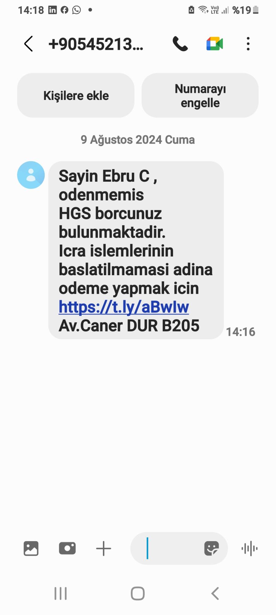 HGS Sahte HGS Borcu Mesajı Hakkında Şikayet - Şikayetvar