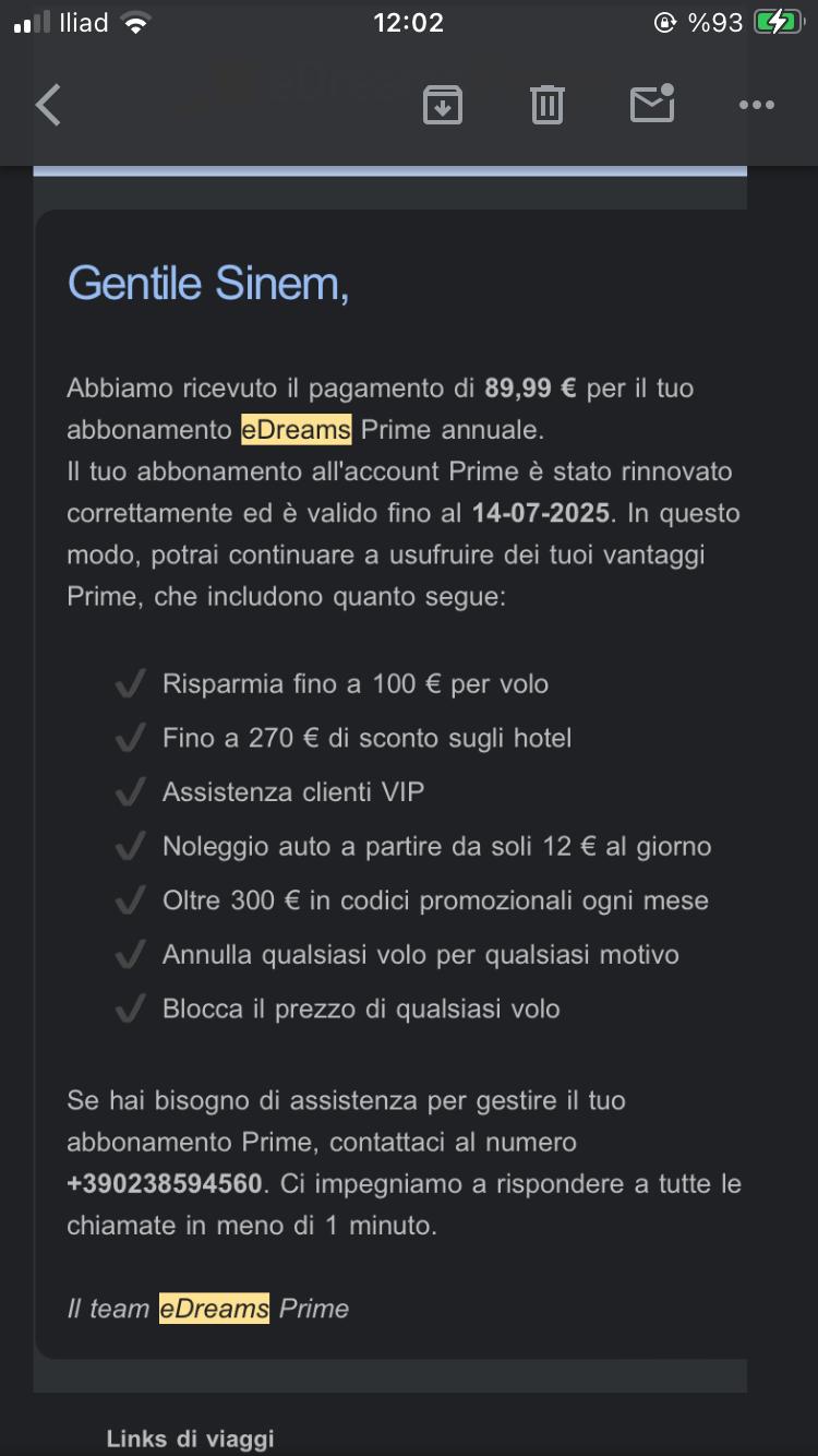 Unauthorized Charge of €89.99 for eDreams Prime Membership - Xolvie