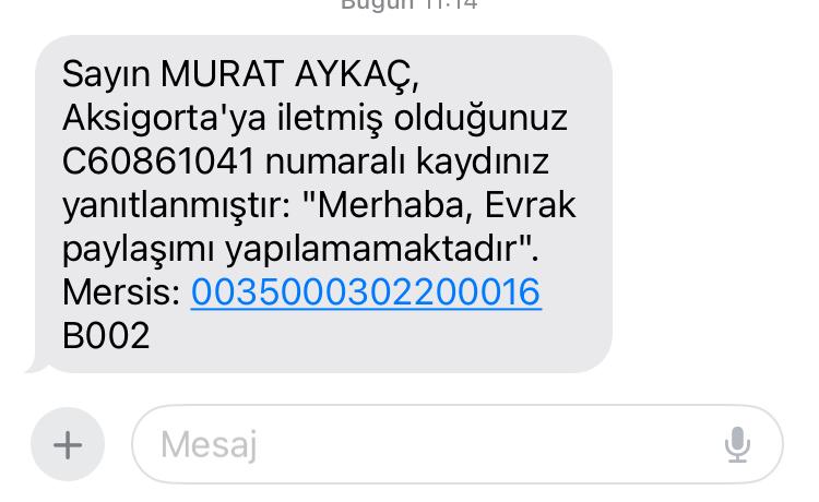 Çözüldü: Aksigorta HATMER Eksper Raporu Paylaşılmaması Hk. - Şikayetvar