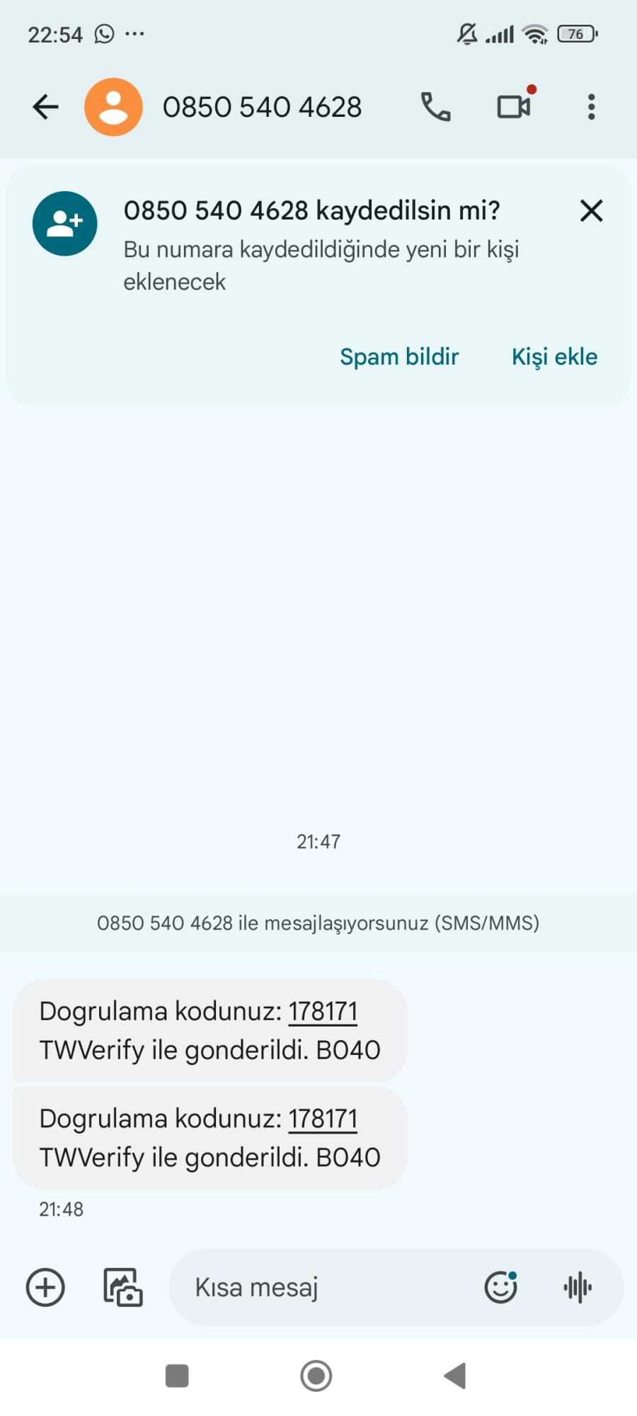TWverify Bilgim Dışında Numaramın Kullanılması - Şikayetvar