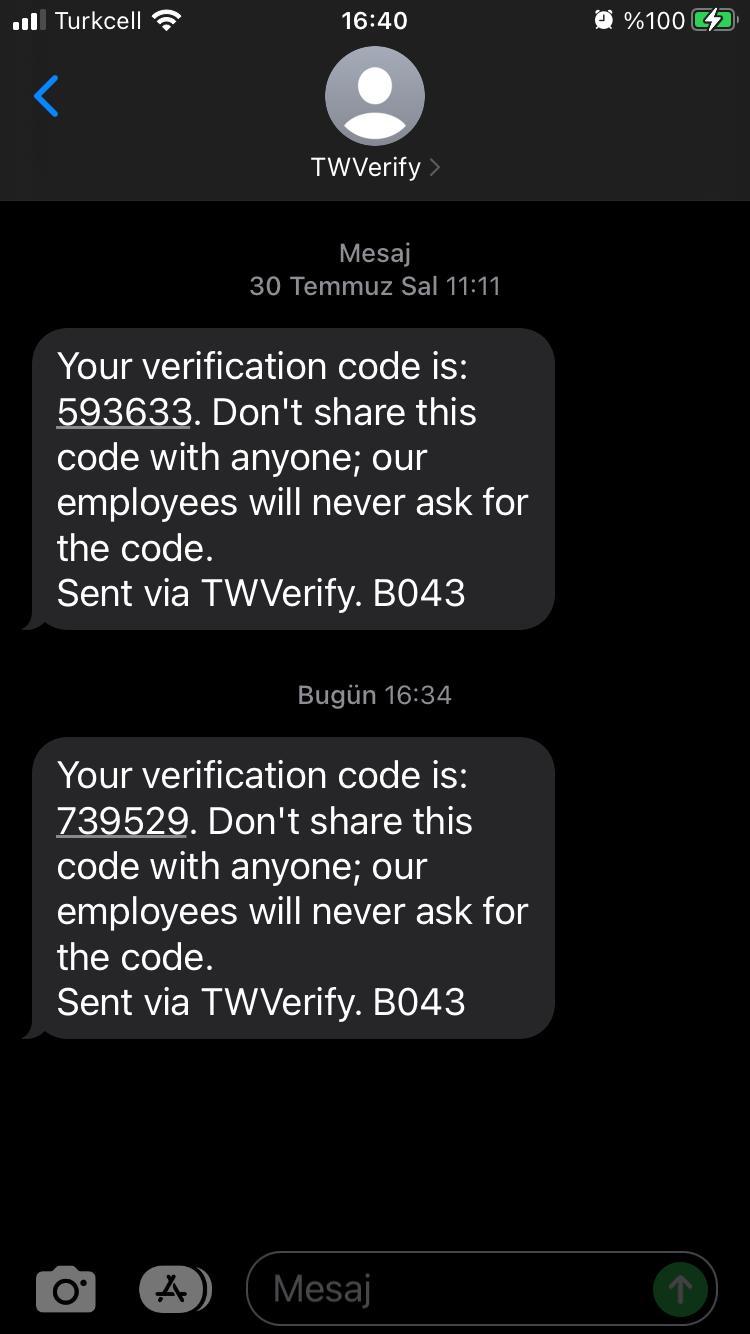Herhangi Bir Talep Olmadan Twverify SMS Gelmesi. - Şikayetvar